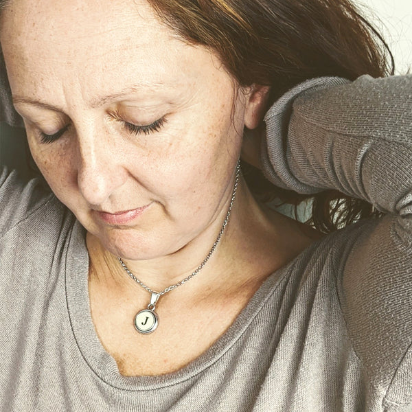 Home / Typewriter Jewellery / Ivory Typewriter Key Necklace Serif