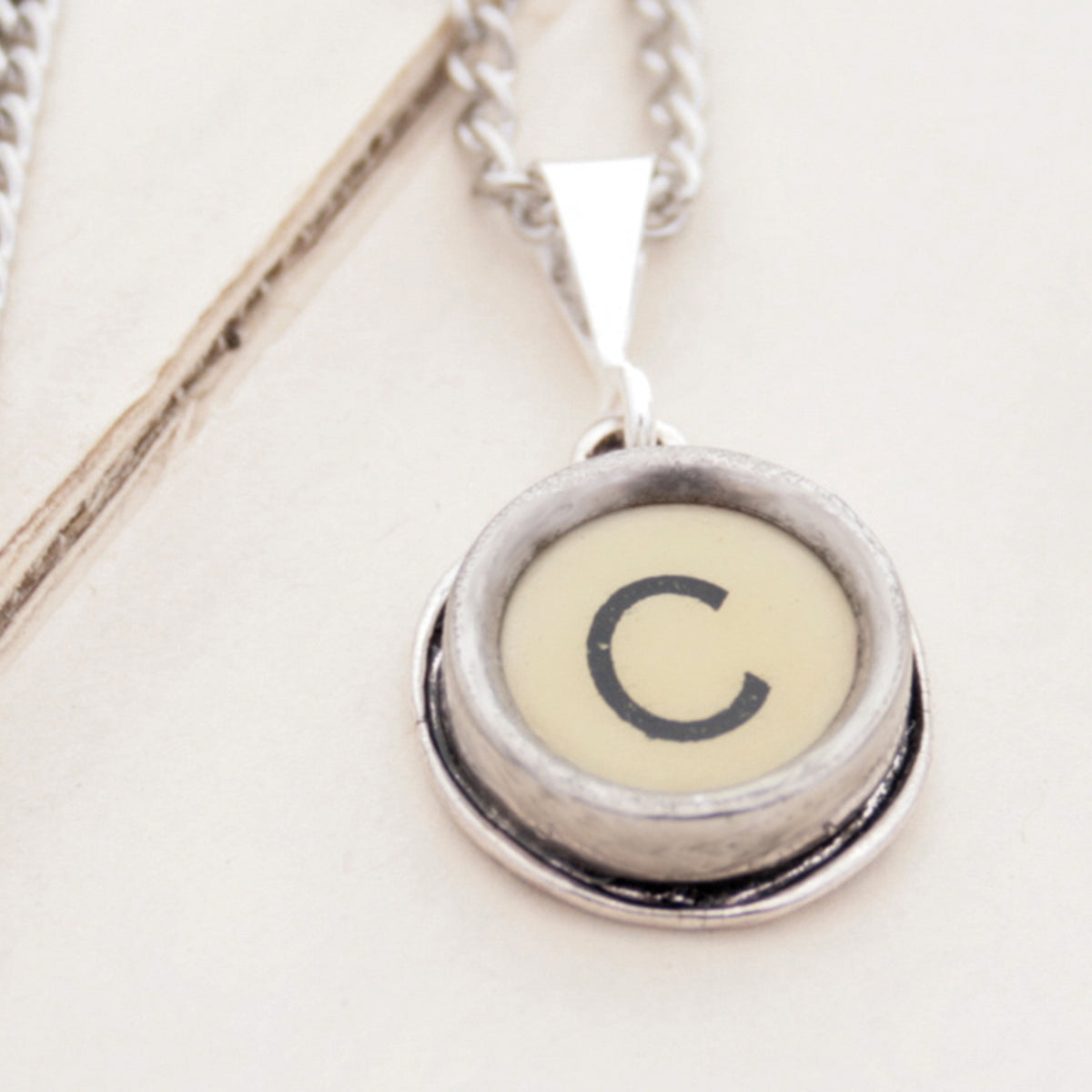 Ivory Typewriter Key Necklace